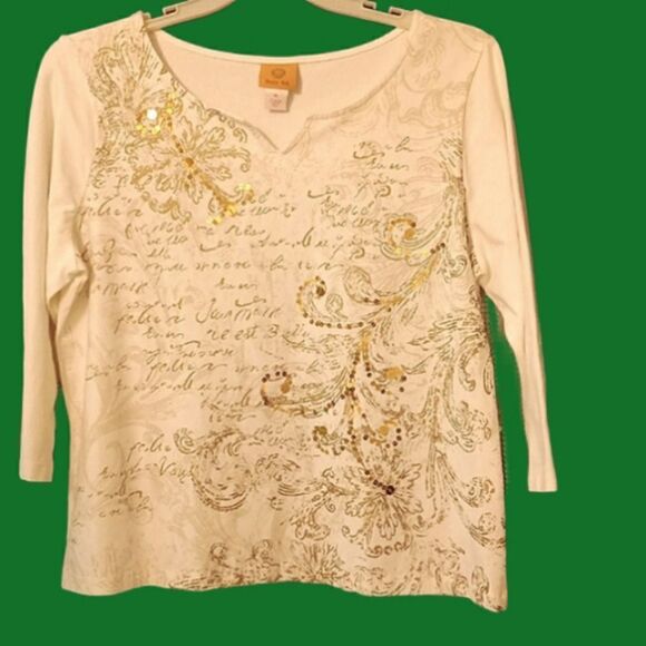 Ruby Rd. | Tops | 525 Sale Ruby Road Xl Long Sleevetop White And Gold ...